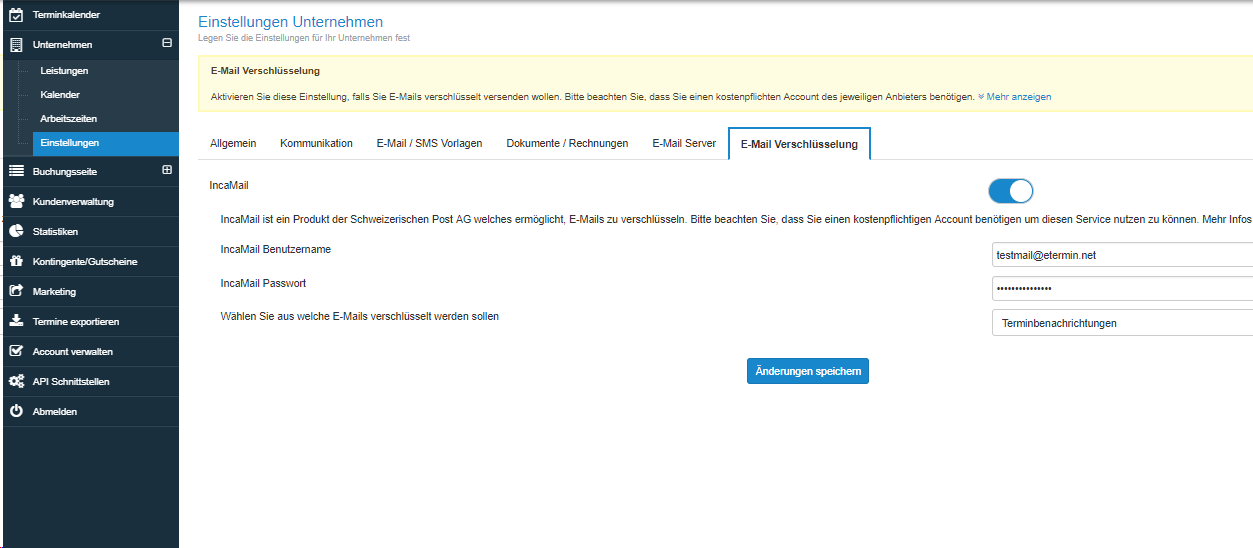 E-Mailverschlüsselung / IncaMail – eTermin Online Terminplaner