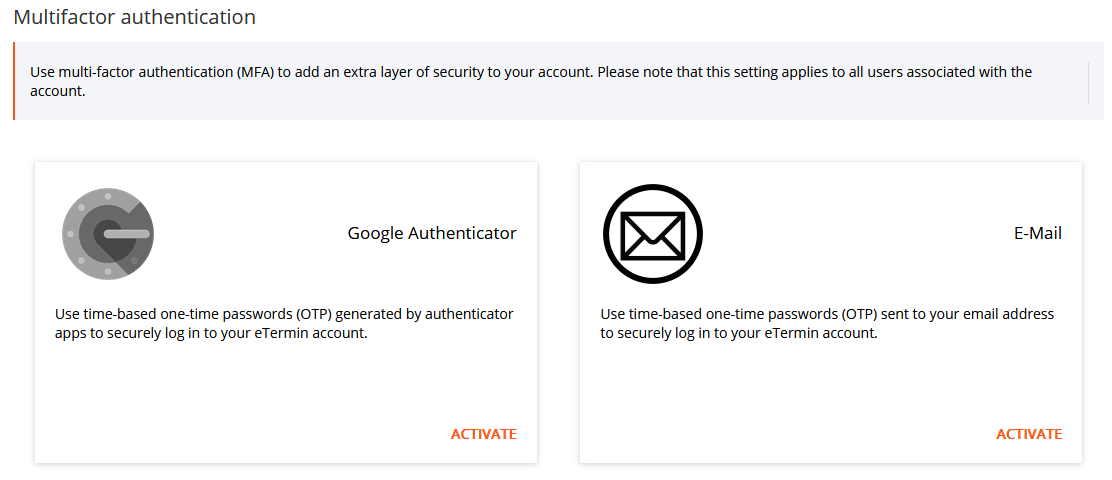 Multifactor Authentication for Logging into your eTermin Account – eTermin Online Terminplaner